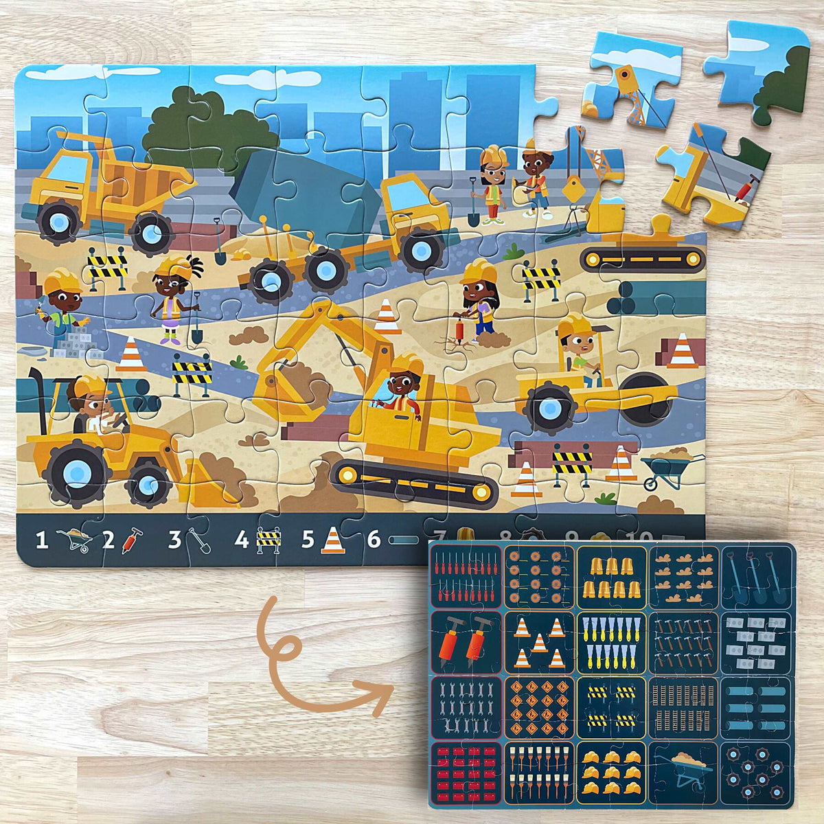 Construction Pre K Counting Puzzle - Hidden Picture Puzzle for KG Math ...