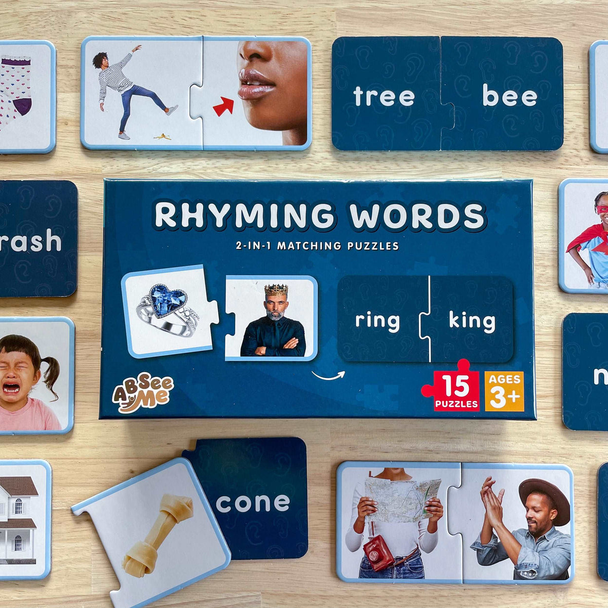 Kindergarten & Preschool Rhyming Words Puzzle - Rhyming Pictures Match ...