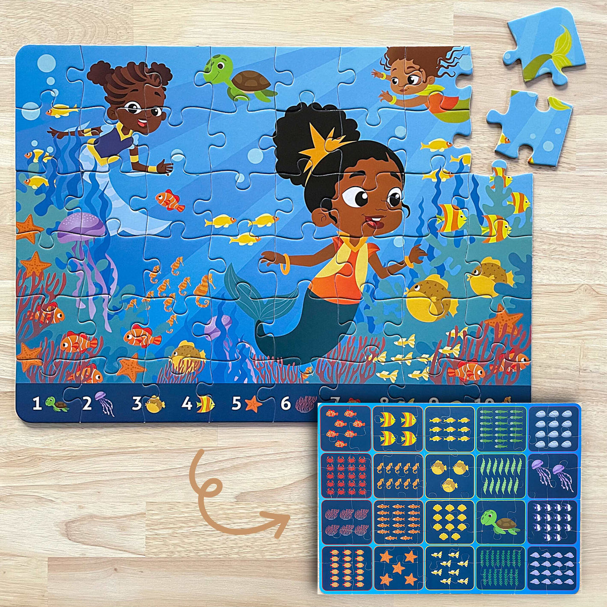 Mermaids Pre K Counting Puzzle - Hidden Picture Puzzle for KG Math ...